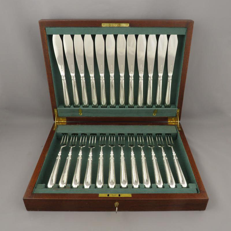 George Adams Silver Fish Service for 12 | JH Tee Antiques