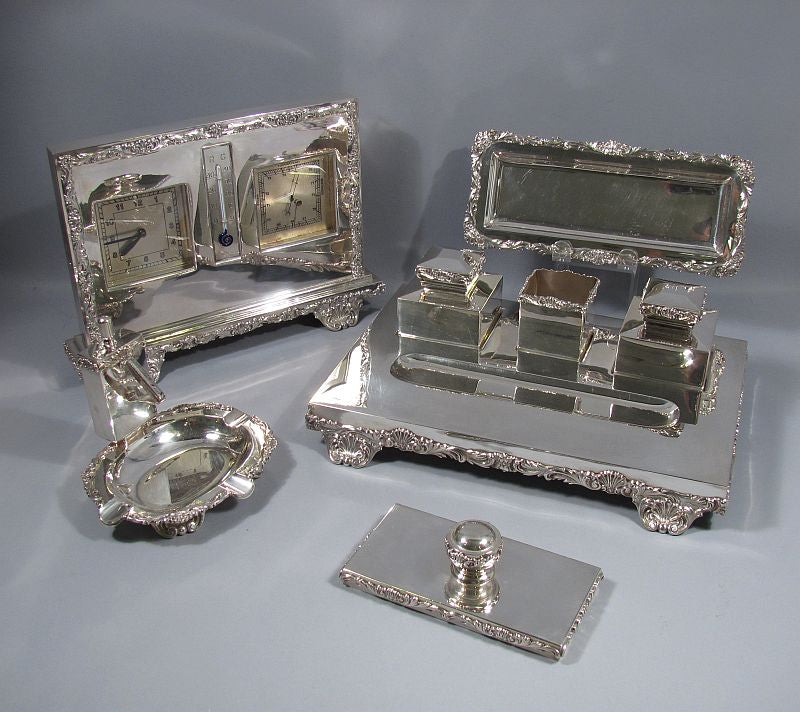 Large Austrian Silver Desk Set– JH Tee Antiques