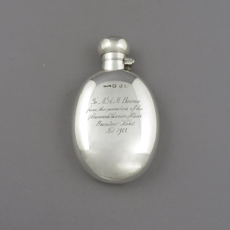 Late Victorian Silver Hip Flask | JH Tee Antiques