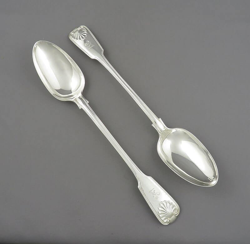 Fiddle Thread and Shell Silver Stuffing Spoons | JH Tee Antiques